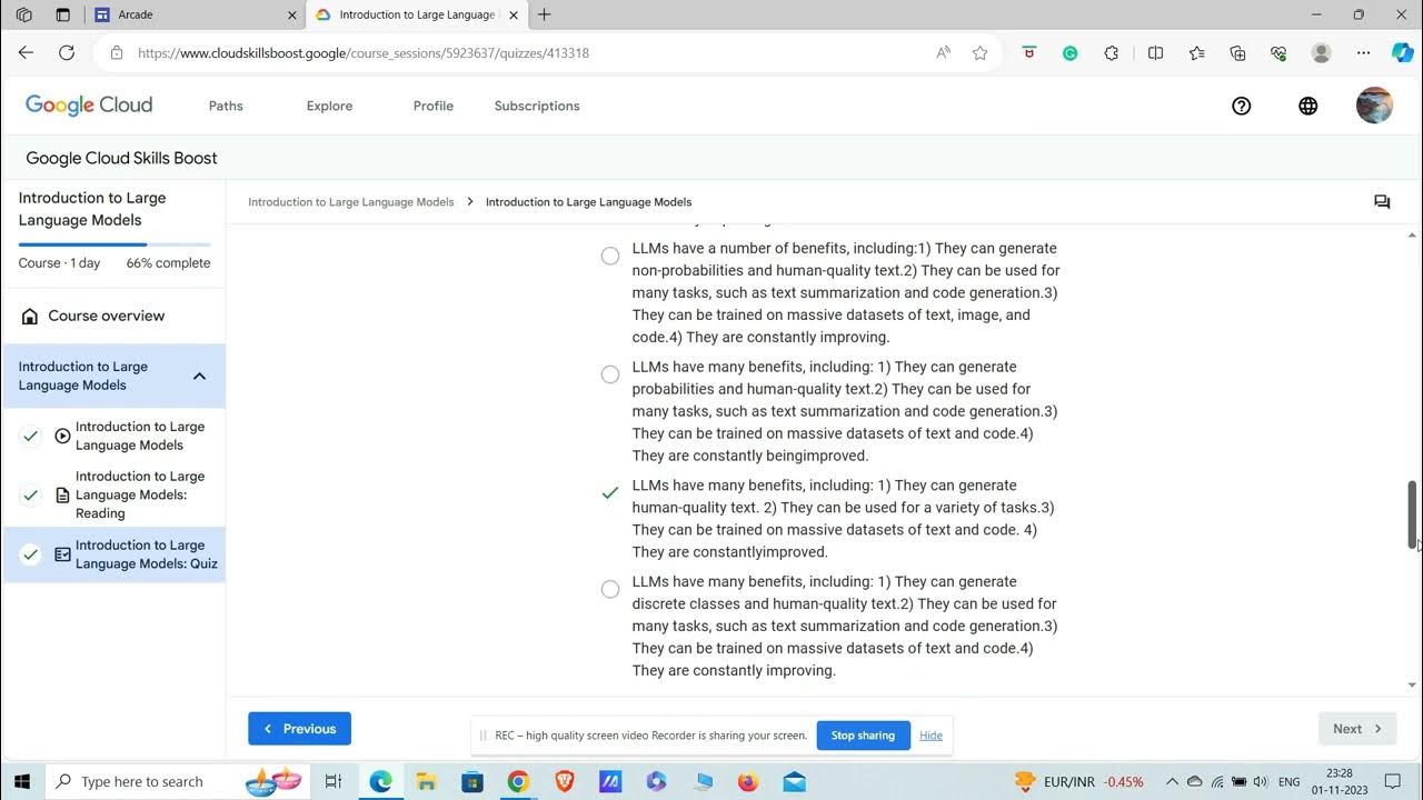 Introduction to Large Language Models: Quiz || Google cloud digital ...