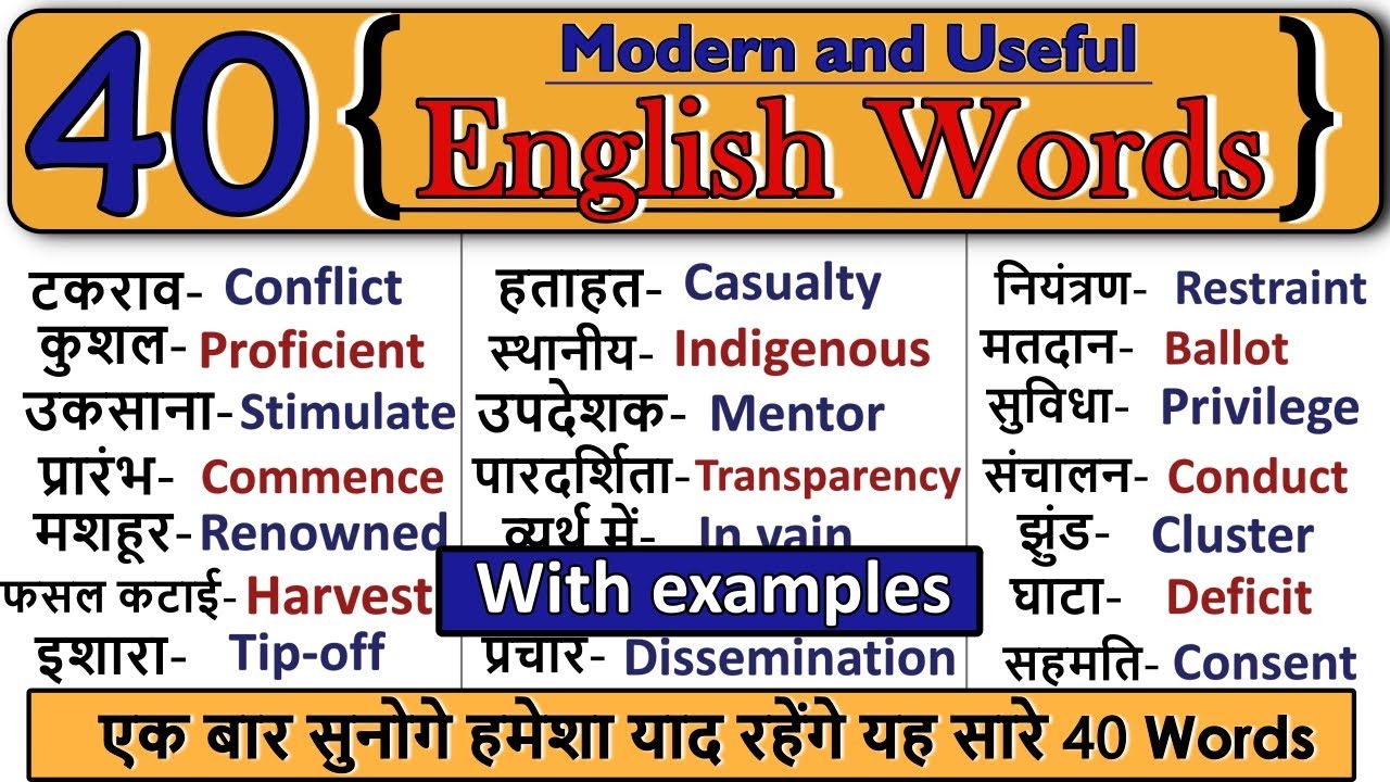 40 Most useful daily use words in 2021 | रोज़ बोले जाने वाले Daily ...