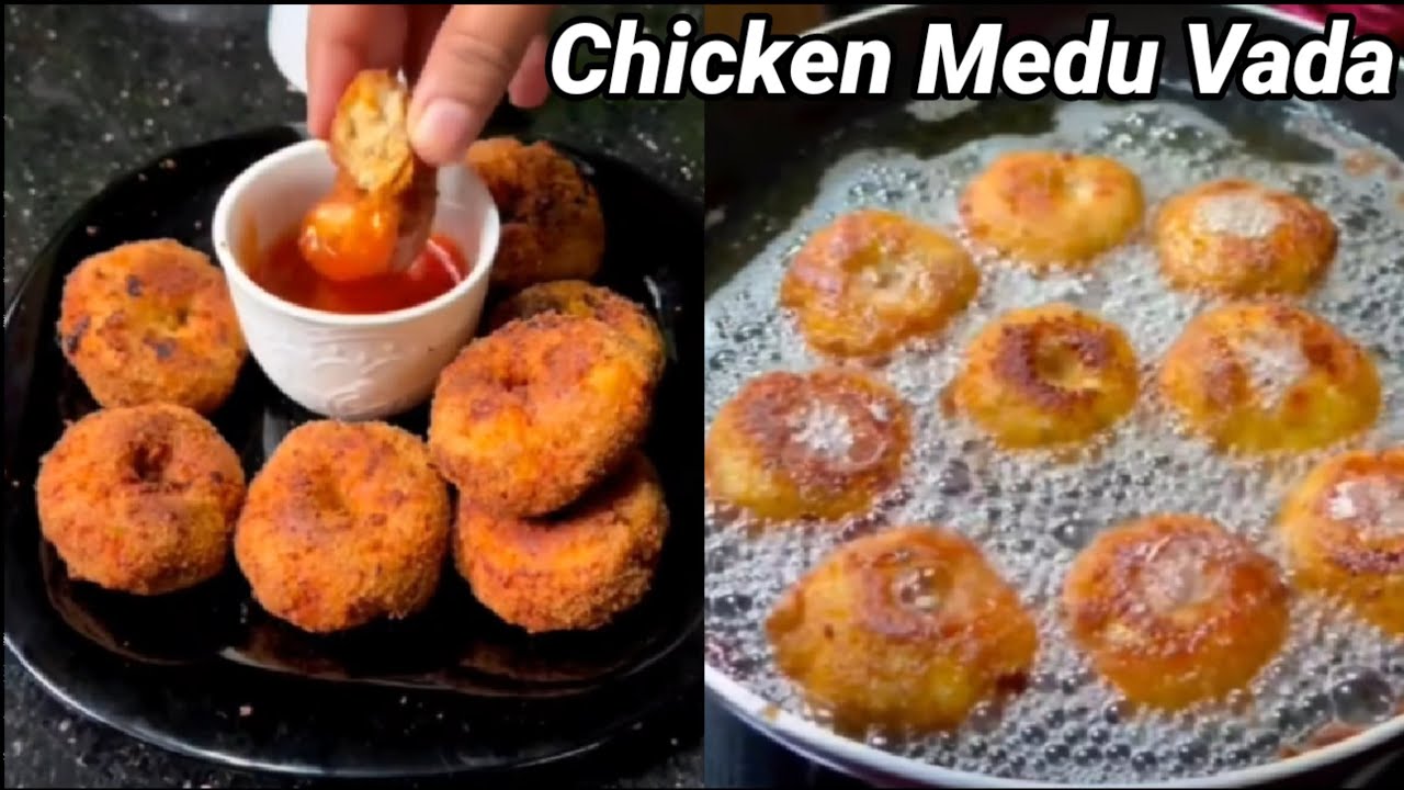 Chicken Medu Vada| Street Style Chicken Recipe |Chicken Doughnuts Lunch ...