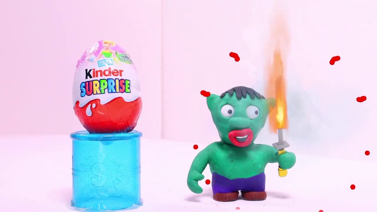 Baby HULK Kinder Surprise Egg Play Doh Stop Motion Superhero Cartoons ...