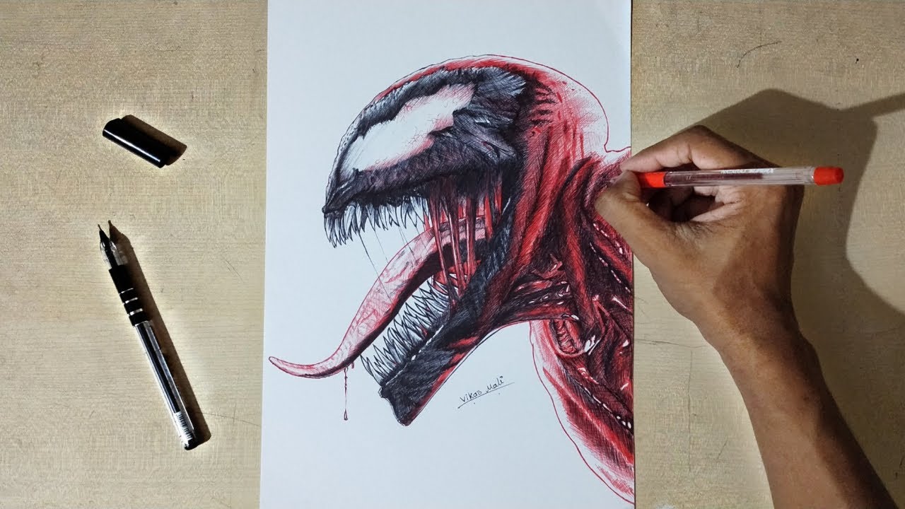 BOLL PEN DRAWING OF CARNAGE | VIKAS Art - YouTube