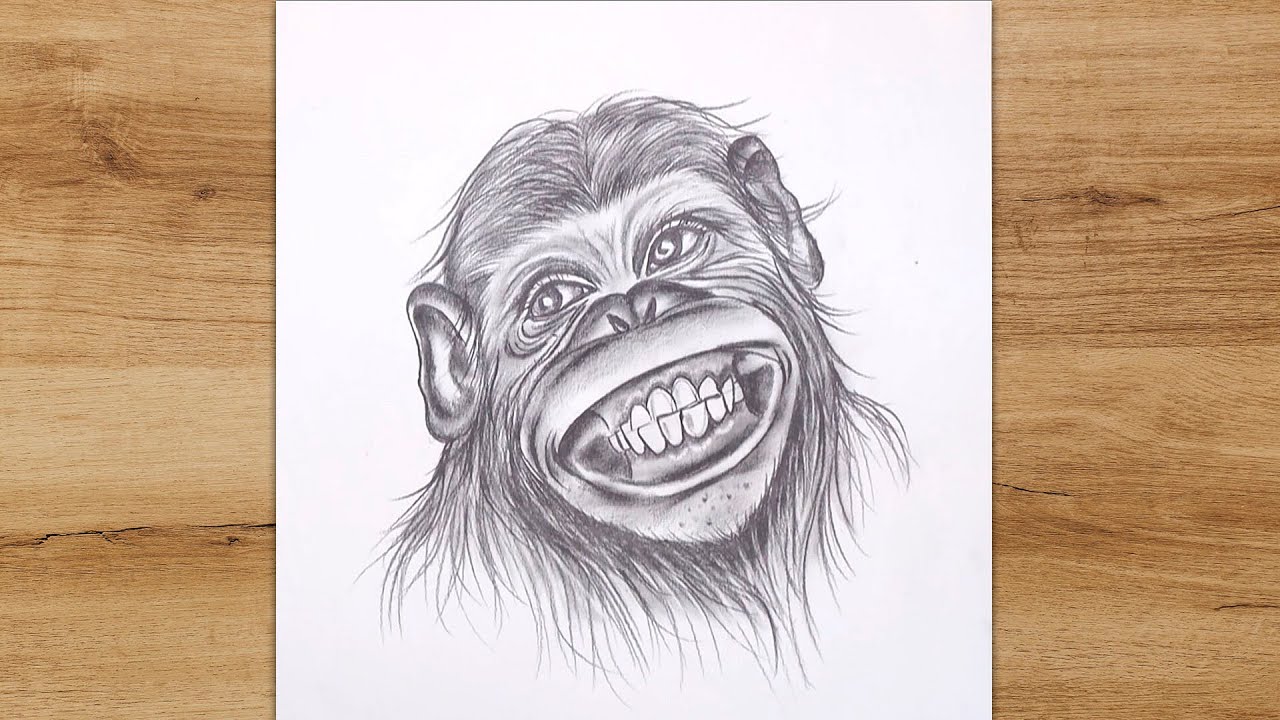 how to draw a chimpanzee face easy step by step - YouTube