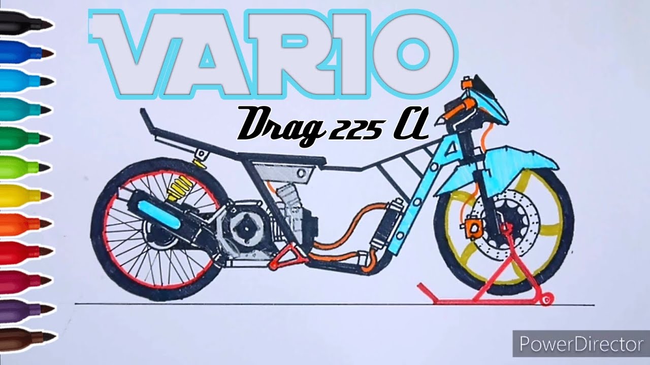 CARA MENGGAMBAR MOTOR DRAG MATIC || MELUKIS DRAG VARIO 225 CC - YouTube