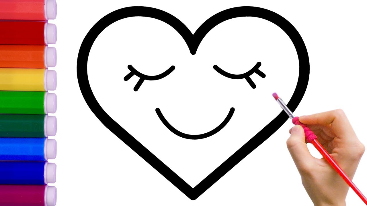 How To Draw Heart With Rainbow Colors For Kids | Painting , Coloring ...