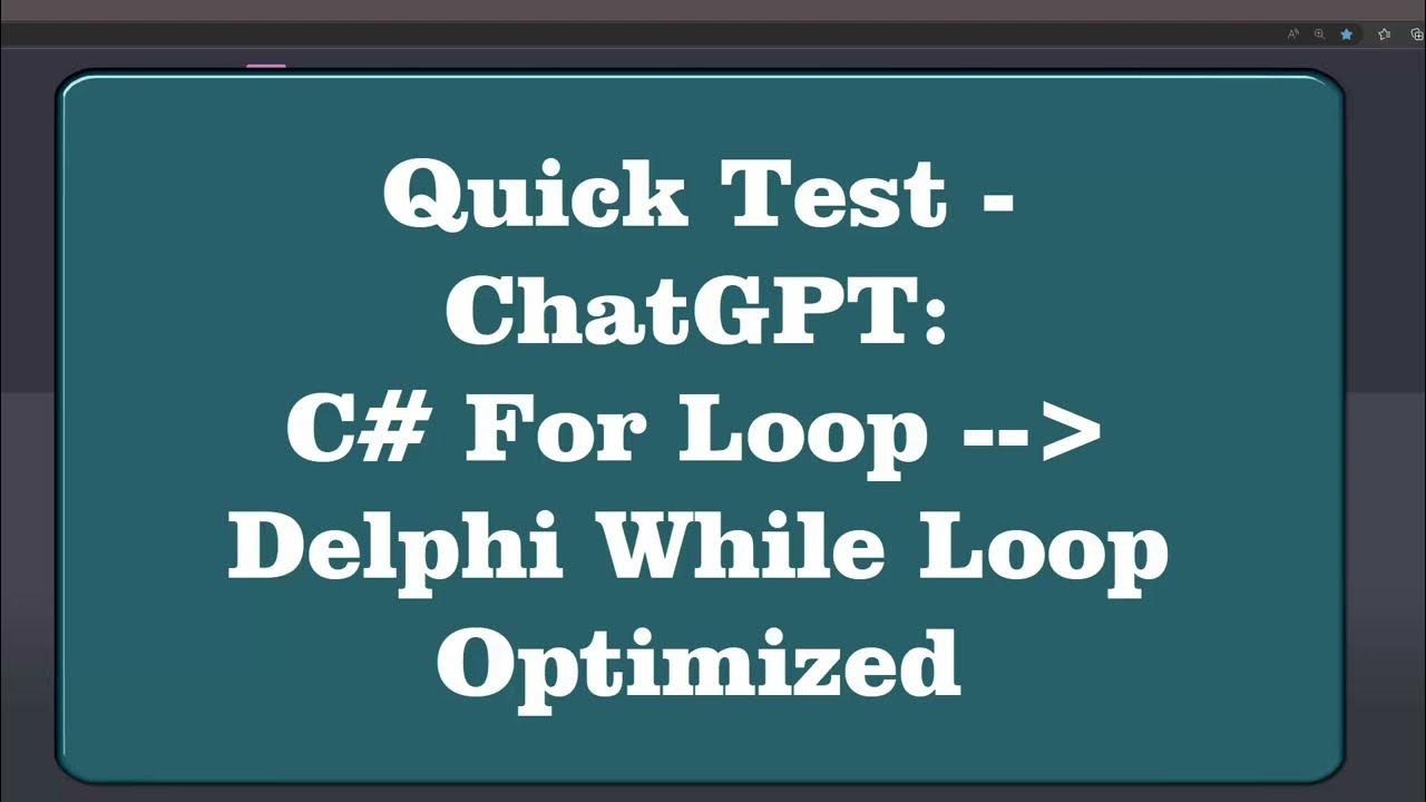 ChatGPT: Transform C# Loops to Delphi in Minutes - YouTube