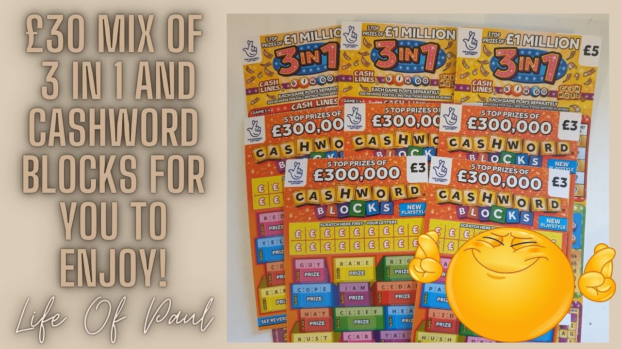 £30 mix of £3 Cashword Blocks and £5 3 in 1 Scratch Cards. Cashword ...