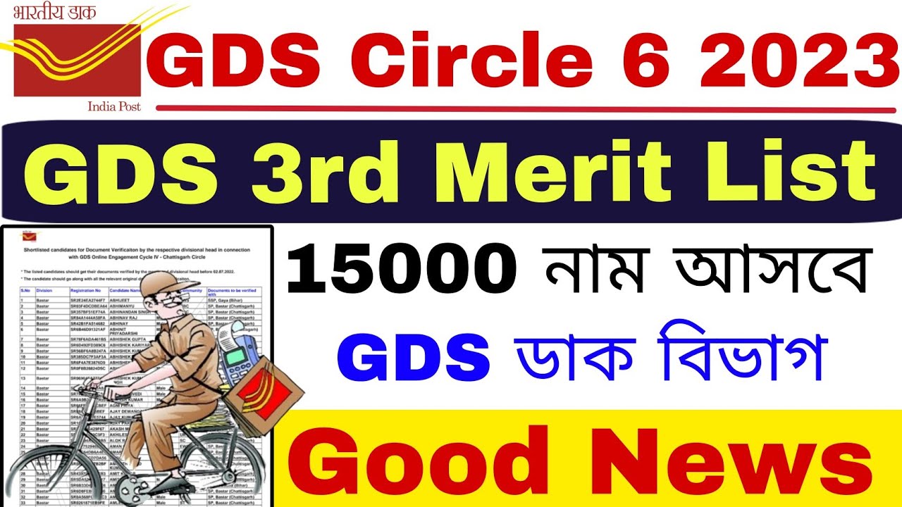 GDS 3rd Merit List 2023 | GDS New Update Today | GDS Circle 6 3rd Merit ...