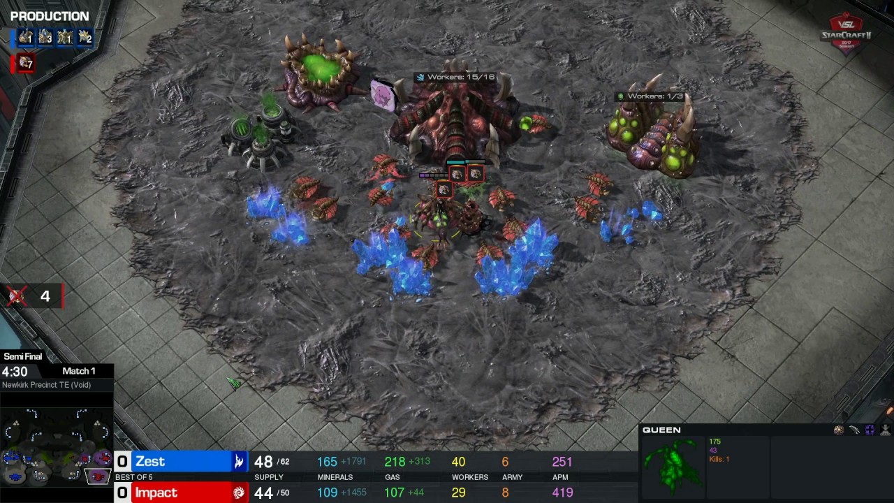 VSL SC2 - Impact vs Zest - 2017 Season1 - Ro4 Match1 1Set - YouTube