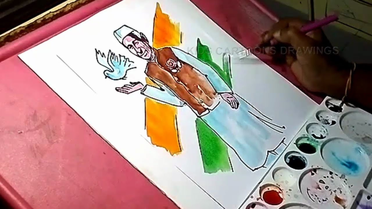 How to Draw Nehru Color Drawing - YouTube