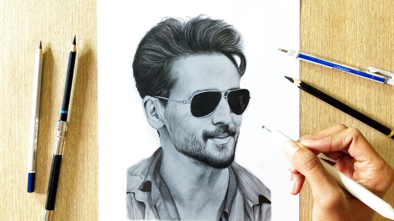 Drawing Tiger Shroff with Goggles 😀 - YouTube