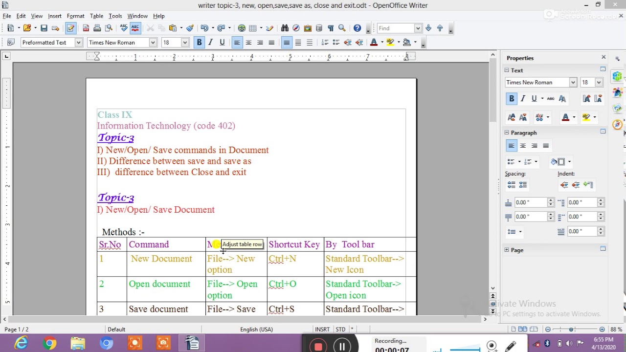 Information Technology / Class 9/writer/topic 3-new, open, save, save ...