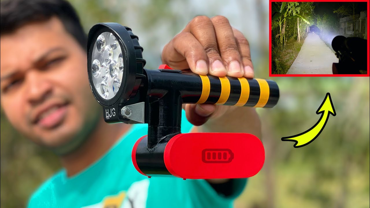 How To Make Powerful Flashlight || Build Flashlight for 12V Lithium ion ...