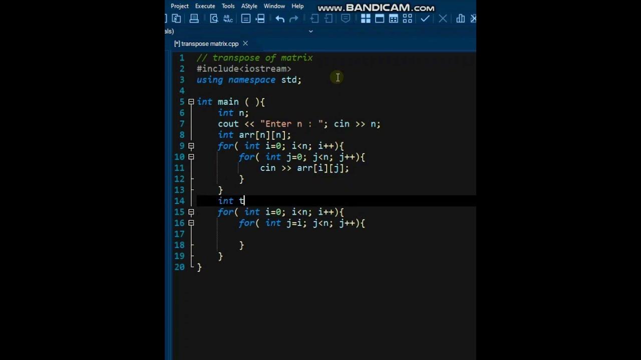 #transpose of matrix in c++ , #shorts #coding #matrix - YouTube