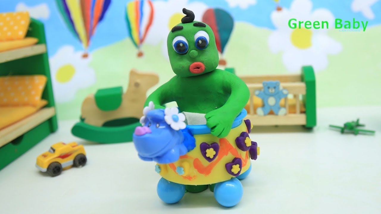 Green Baby - Episode 88 - Learns First Steps - Stop Motion Cartoon For ...