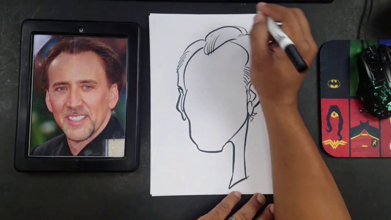 How to Draw a Caricature of Nicholas Cage - YouTube