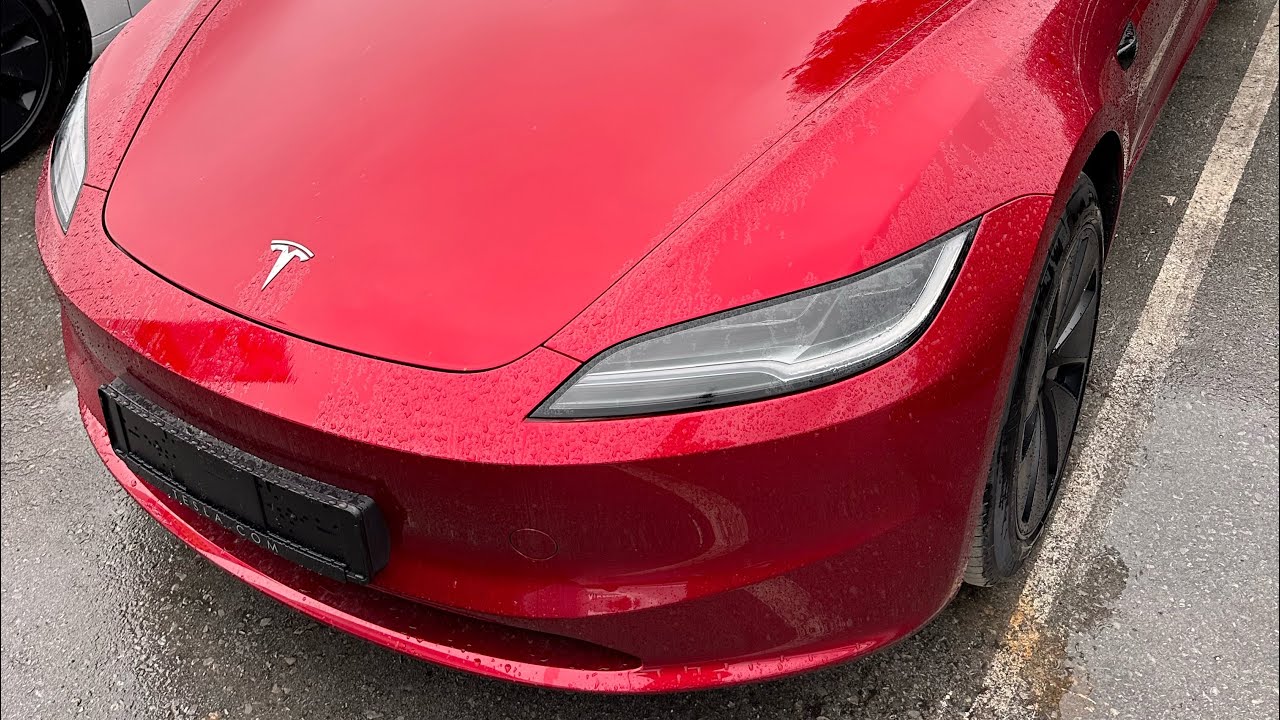 Tesla Model 3 Highland ULTRA RED Delivery Day - YouTube