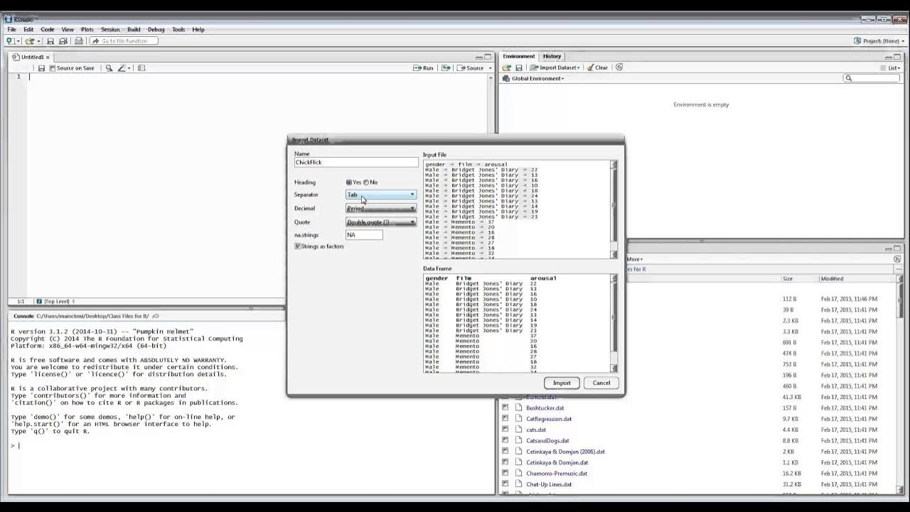 R Rstudio environment - YouTube