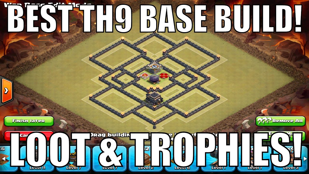 Clash Of Clans | BEST TH9 HYBRID BASE BUILD! | Protects Loot & Trophies ...