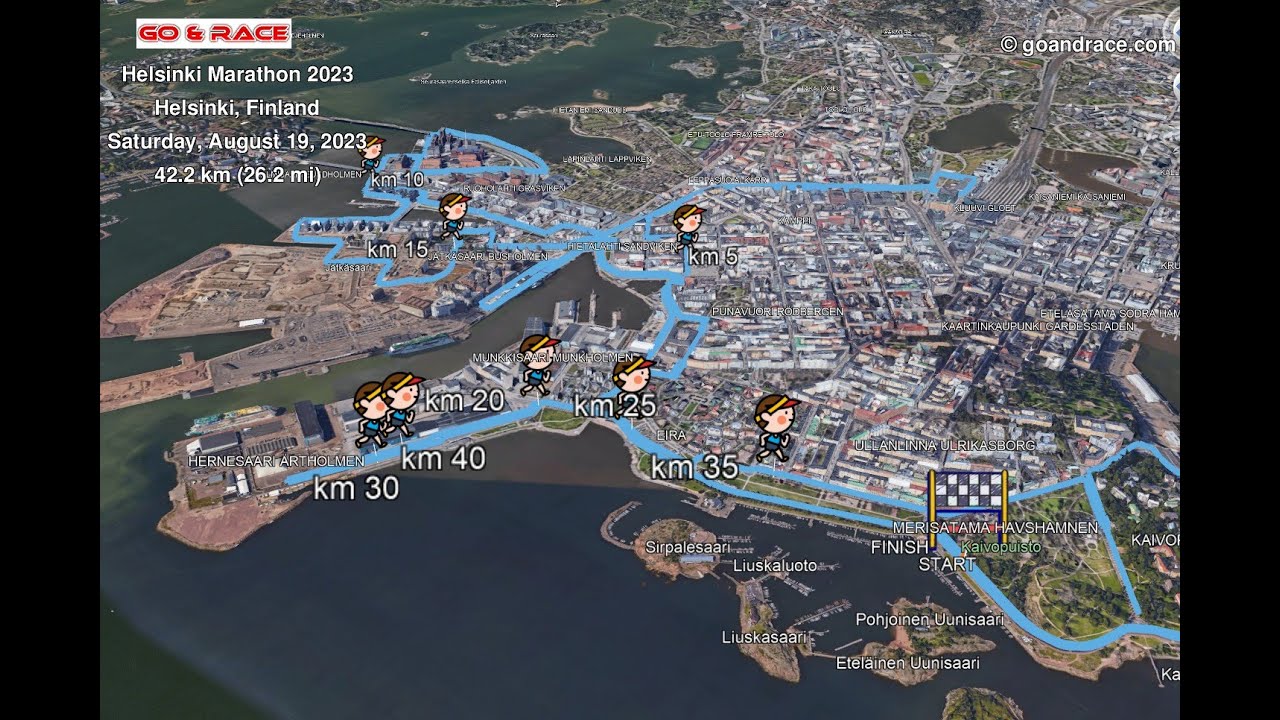 Helsinki Marathon 2023: fly over the race path! - YouTube