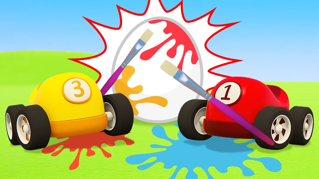 Helper Cars learn colors with surprise eggs for kids. Baby cartoons for ...