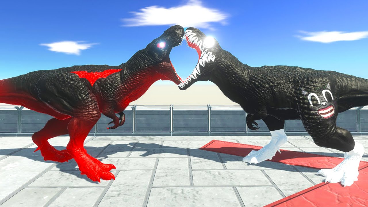 3x RED BATMAN T-REX vs CARTOON CAT T-REX vs HULK GORO - Animal Revolt ...