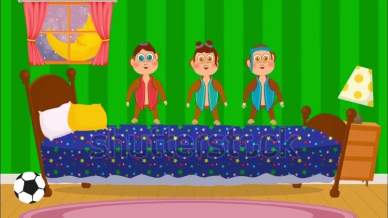 Education Mathematics Poem for Kids Five Little Monkeys jumping on the ...