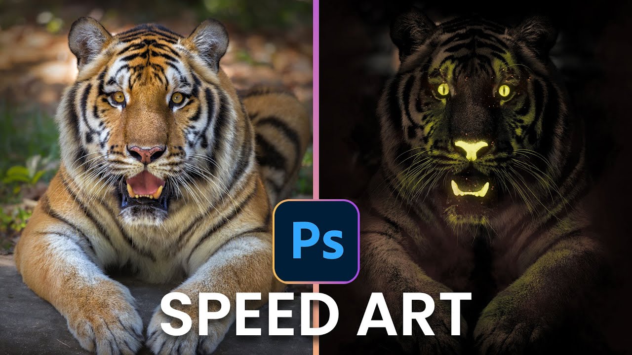 Photoshop Picture Manipulation of tiger with GLOWING EFFECT | Speed Art ...