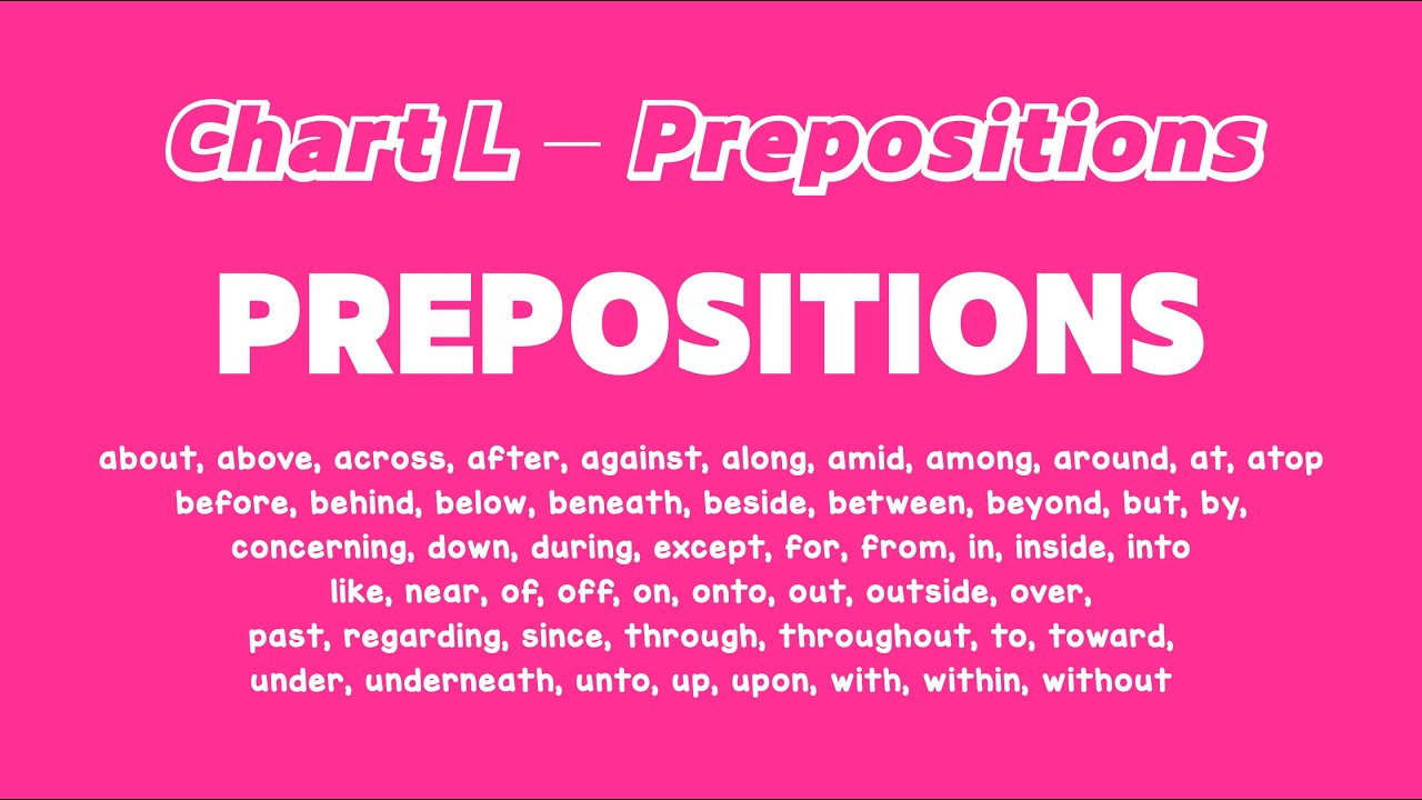 Chart L - Essentials Preposition List - YouTube