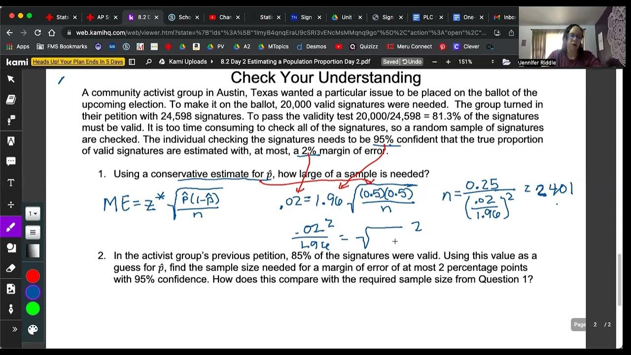 AP Stat 8 2 Day 2 CYU Choosing a sample size for a proportion estimate ...