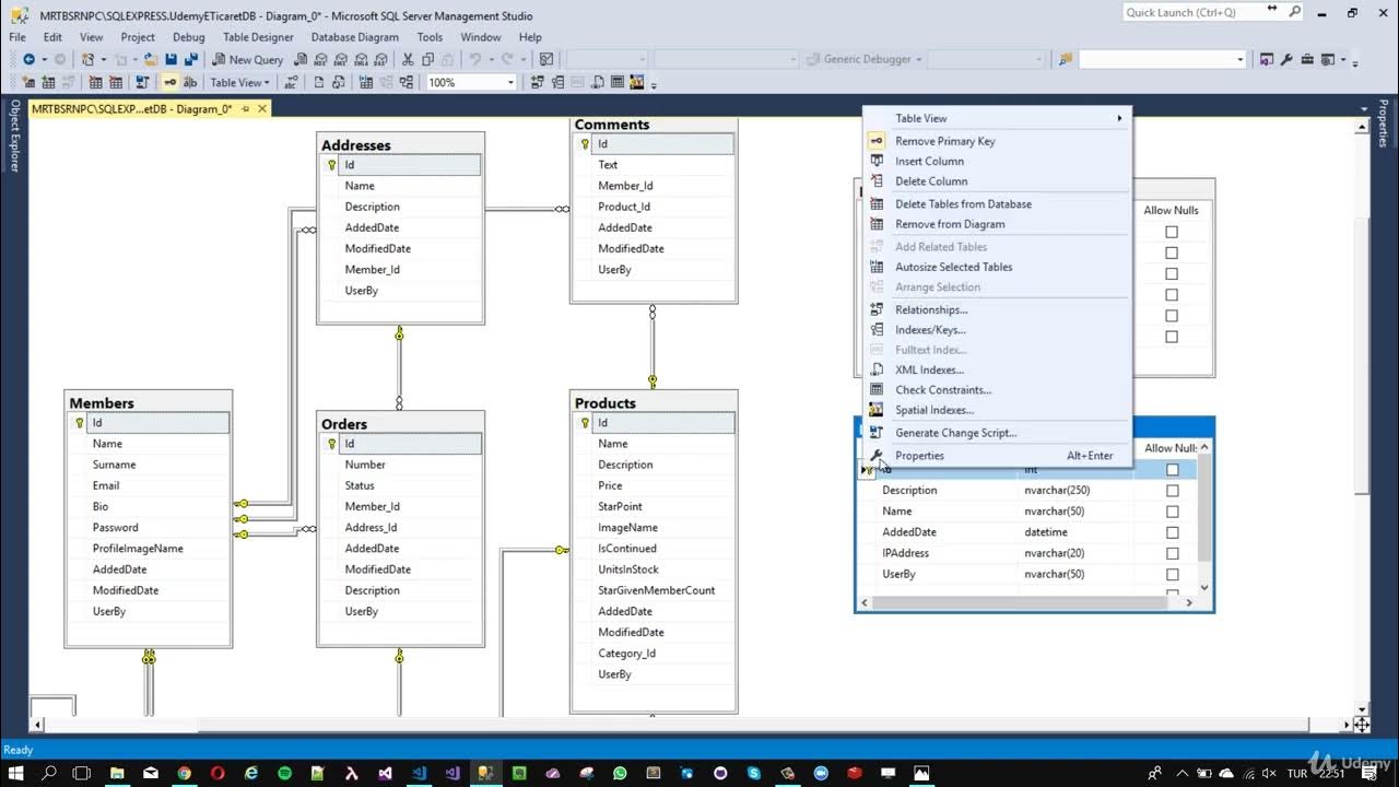 Microsoft SQL Server - E-Ticaret Diğer Tablolar (Logs, Exceptions, Roles, Users) - YouTube