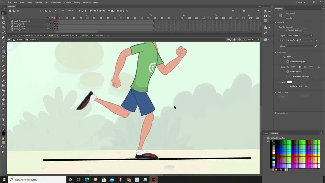 Flash animation tutorial-Character run cycle - YouTube