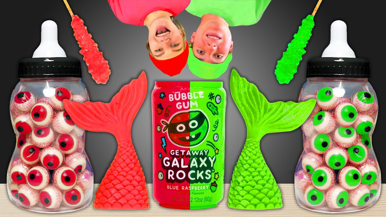 ASMR WATERMELON TANGHULU FRUITS RICE CAKE ROPE JELLY 수박 탕후루 딸기 화과자 수박젤리 ...