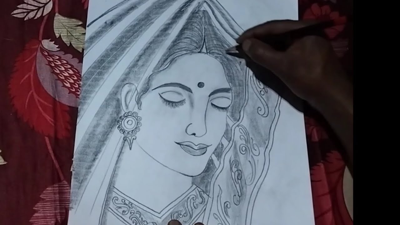 How to draw Village girl//Pencil sketch drawing by@ArtistBhabatarn ...