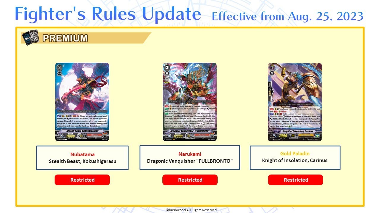 Clean Up Isle Premium! Cardfight Vanguard Ban List August 2023 - YouTube