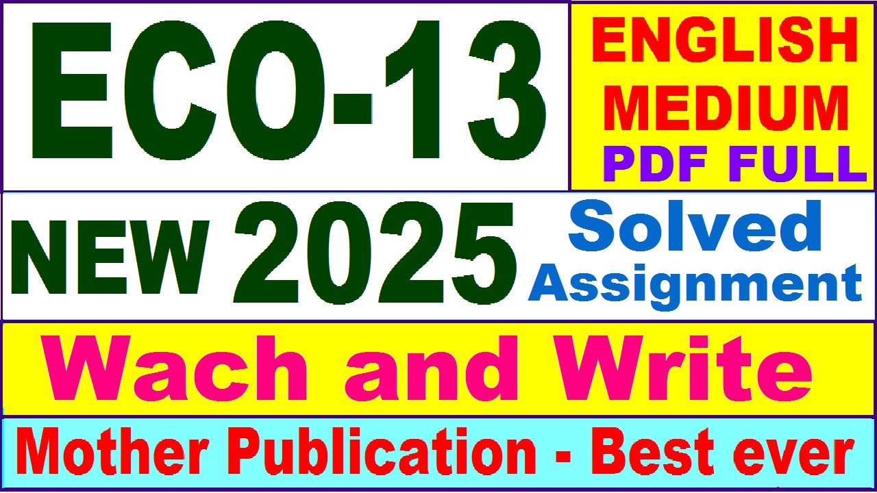 ECO 13 solved assignment 2025 in English || eco 13 solved assignment ...