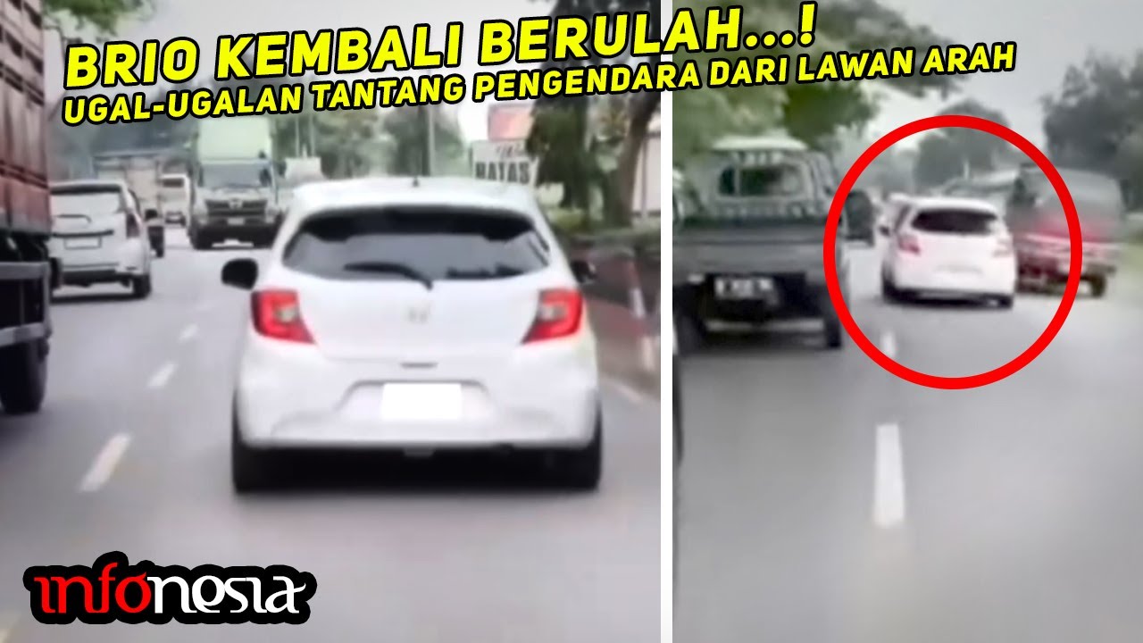 Brio Berulah Lagi Aksi Mobil Brio Ugal Ugalan Tantang Pengendara