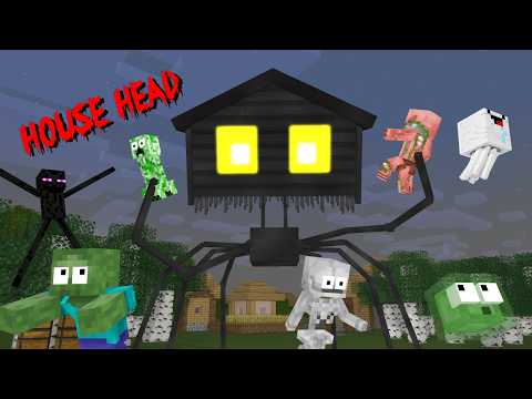 MONSTER SCHOOL HORROR: HOUSE HEAD CURSED SPELL BOOK ATTACK - Minecraft Animation