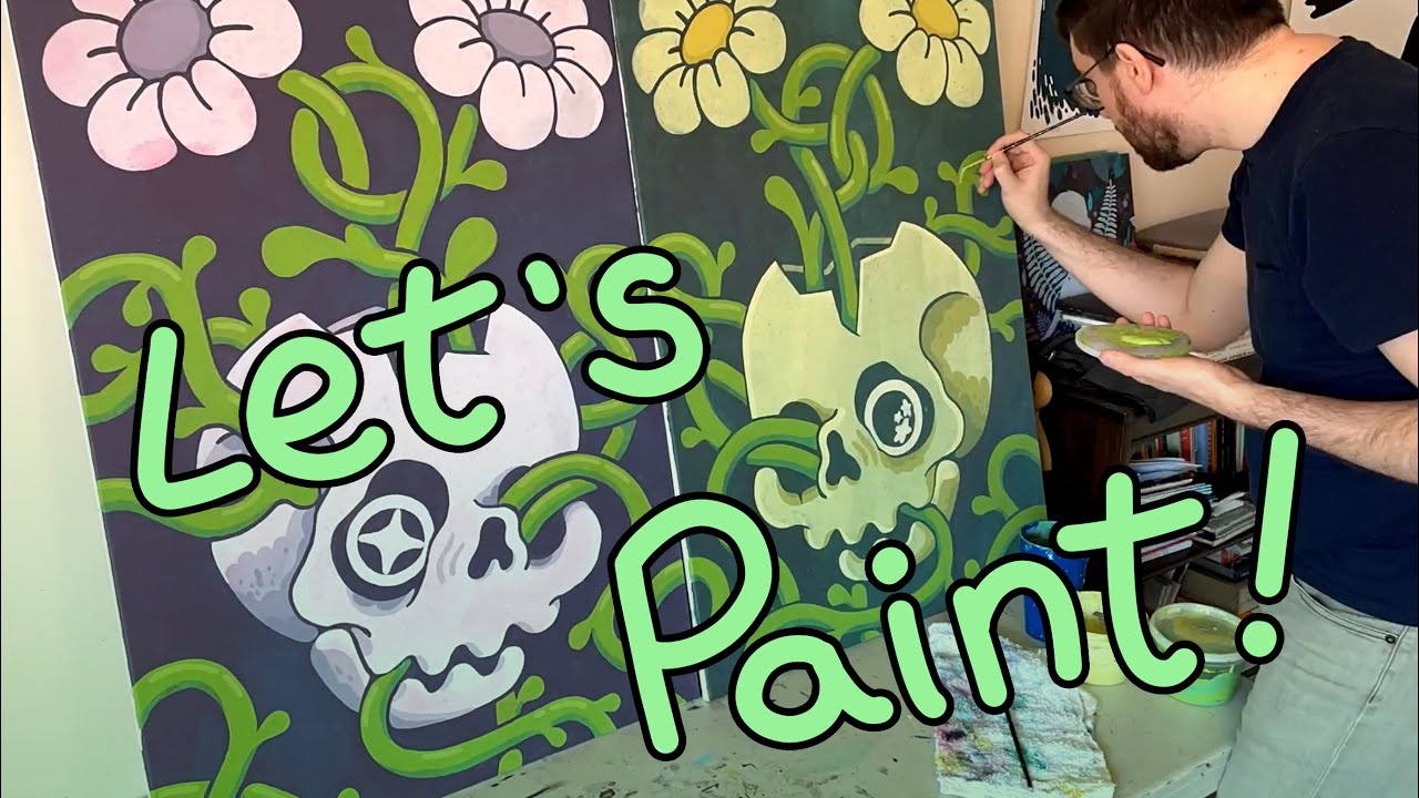 Acrylic Painting Process - "Twin Skulls" - YouTube