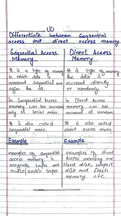 Difference between Sequential Access memory and Direct Access Memory #education #exam - YouTube