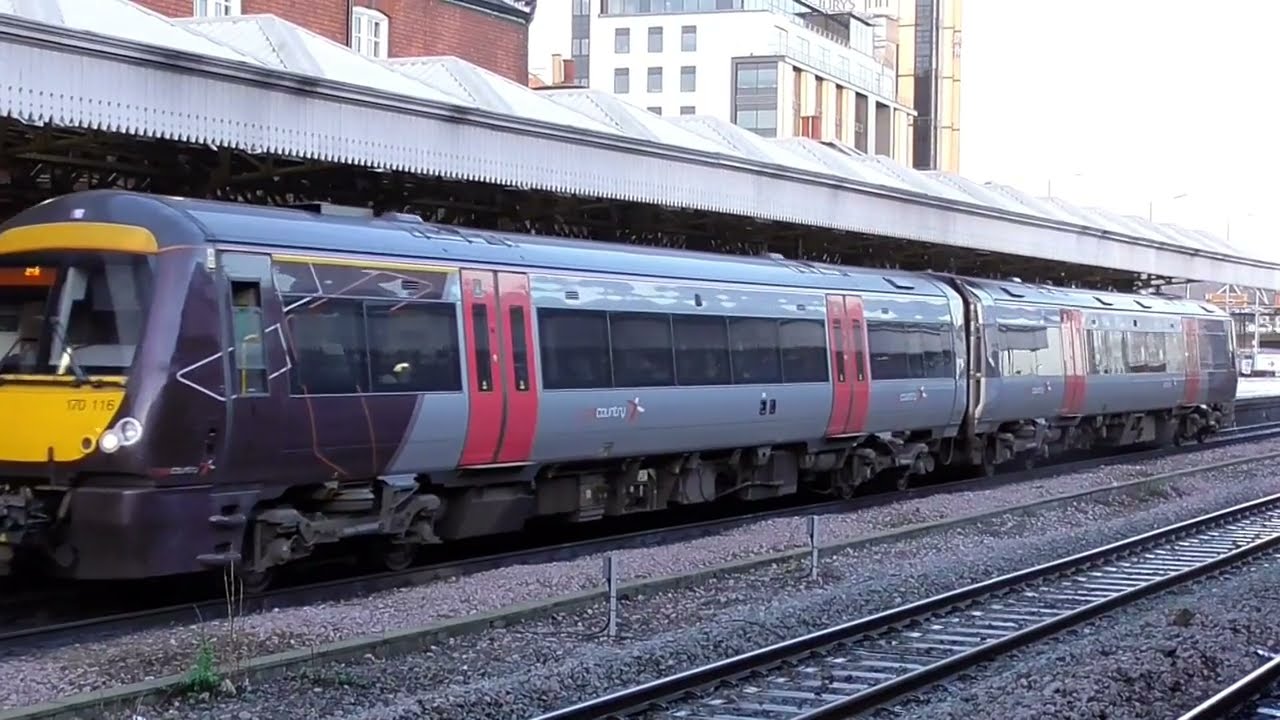 Cross Country Class 170 Departing Nottingham (22/1/16) - YouTube