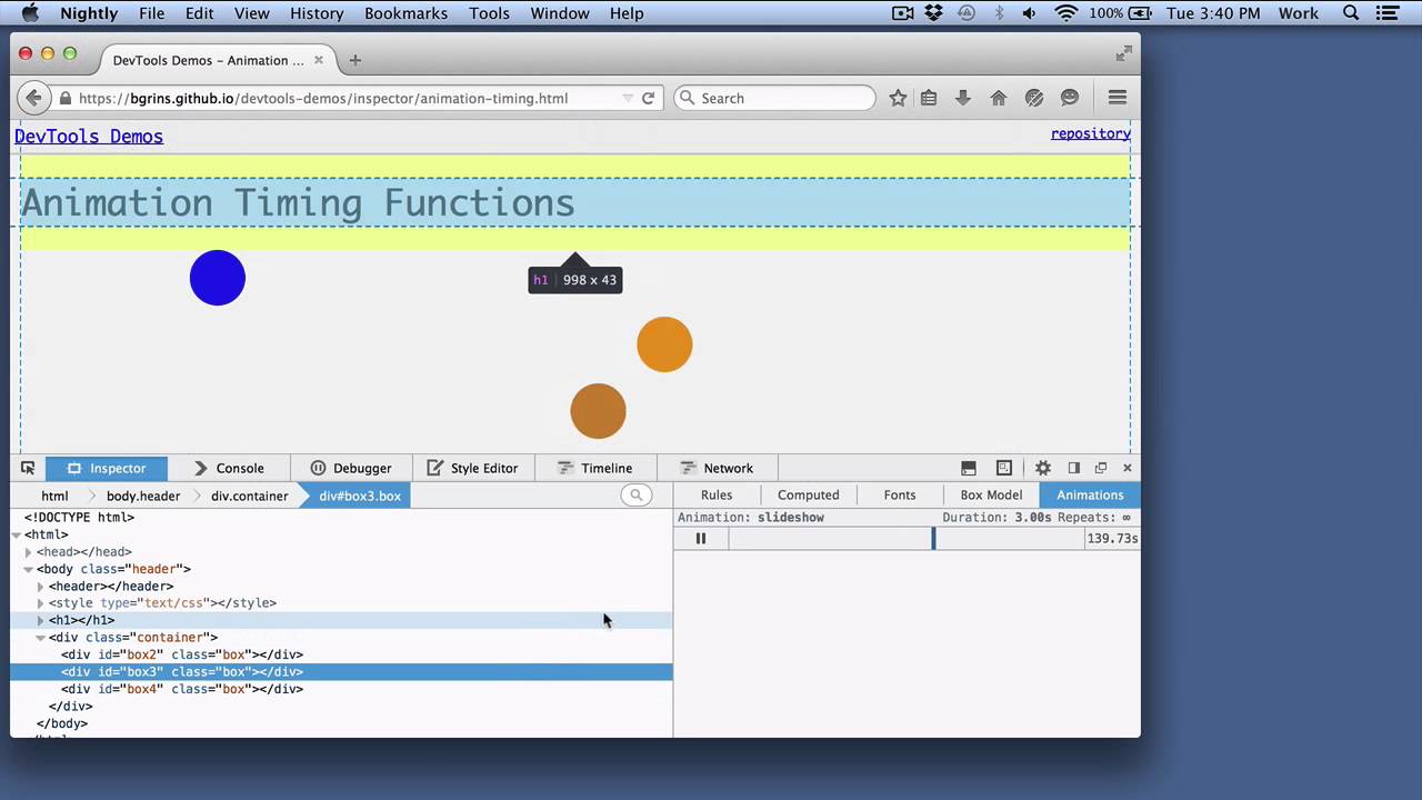 Firefox Developer Tools: animation pane - YouTube