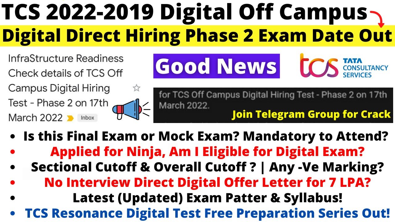 TCS 2022 Digital Exam Date Out | New Exam Pattern & Complete Syllabus ...