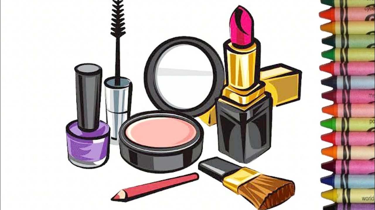 Ayo belajar menggambar dan mewarnai alat make up - YouTube