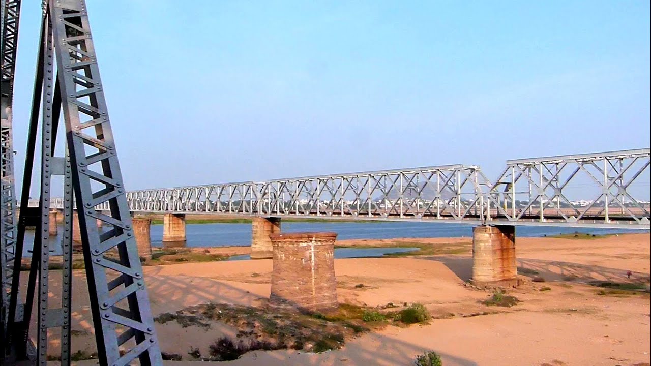#VIJAYAWADA RAILWAY BRIDGE over the Krishna river ! #indianrailways # ...
