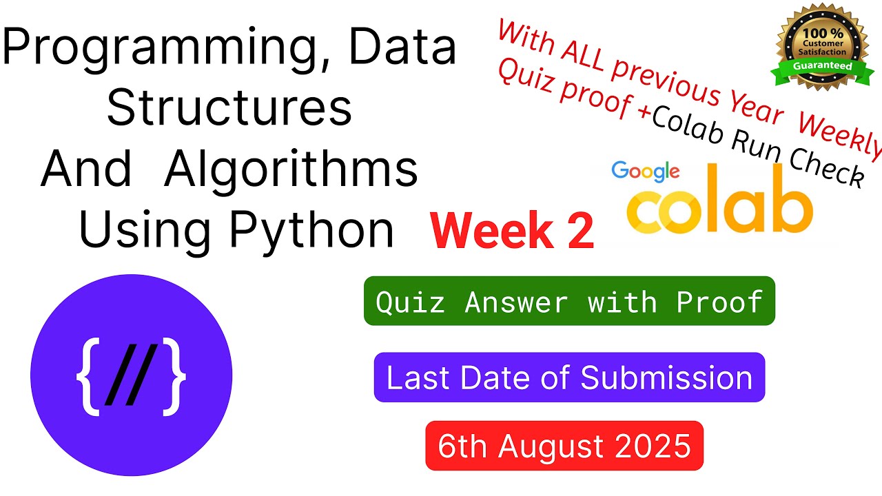 NPTEL: Programming , Data Structures and Algorithms Using Python Week 2 Quiz answer with proof ...