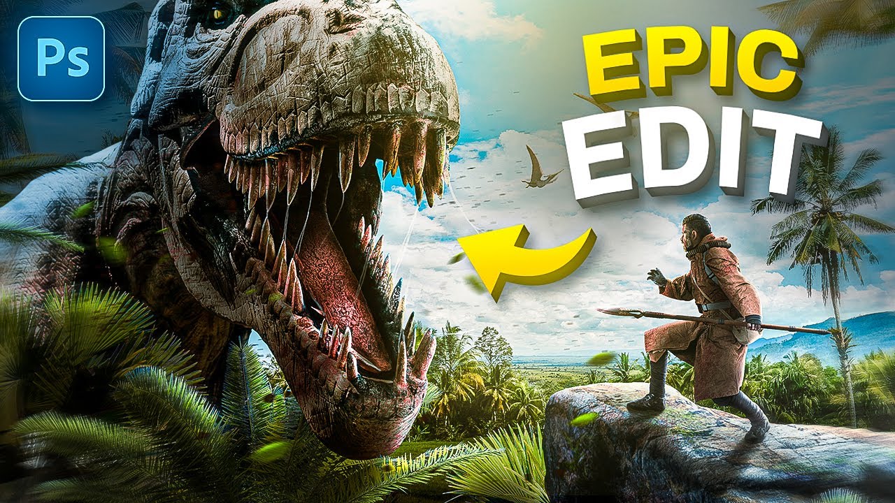 Creating a T-REX HUNTER Artwork in PHOTOSHOP | Photo Manipulation - YouTube