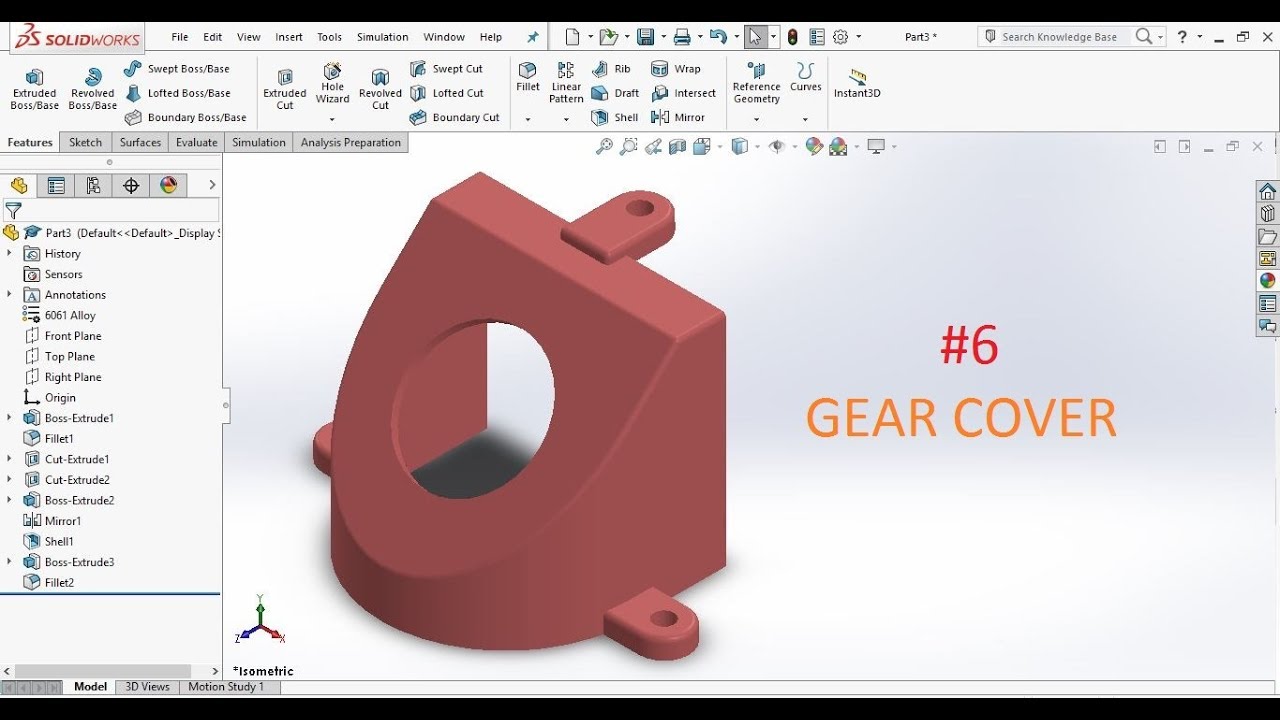 solidworks tutorials, MAKING "GEAR COVER" IN "SOLIDWORKS" ,| Gear Cover ...