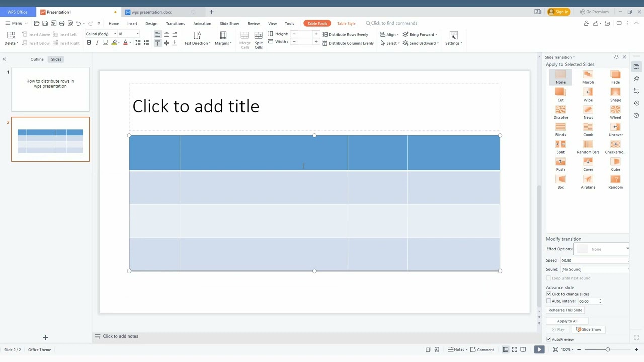How To Distribute Rows In Table In Wps Presentation YouTube How To Distribute Rows In Table In Wps Presentation YouTube