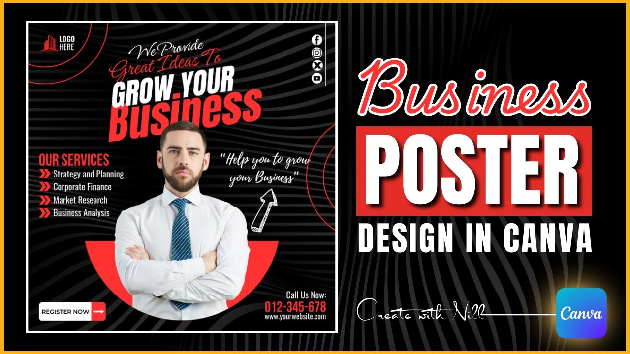 Professional Business Poster Design (Canva Premium Tutorial) - YouTube