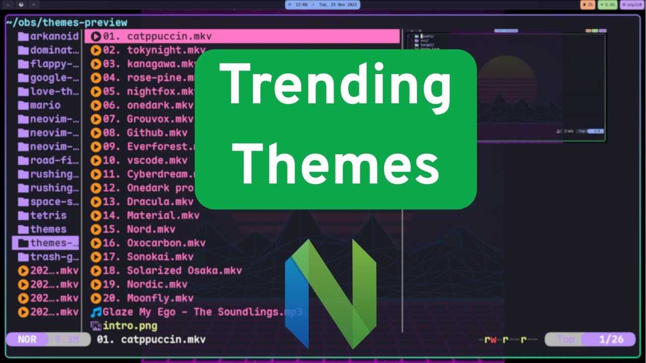 20 Trending Neovim Themes + Live Previews (Nov 2025) - YouTube